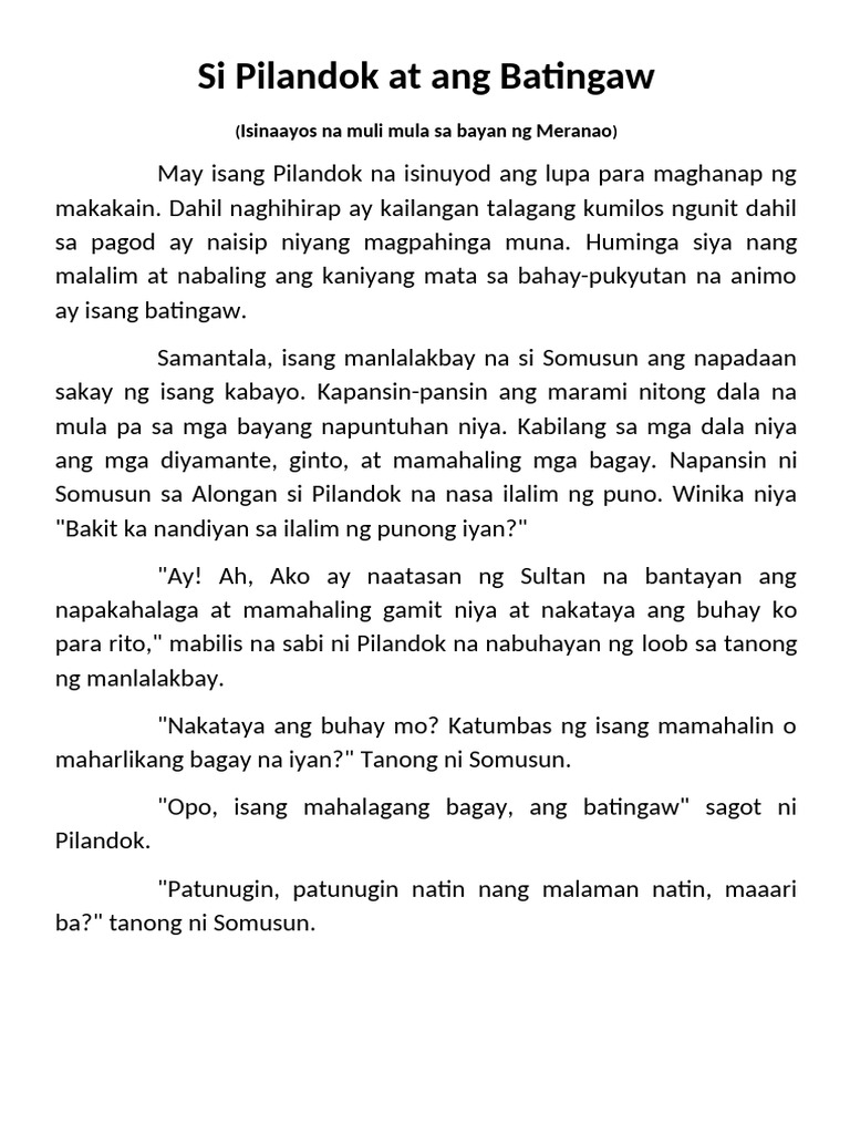 Si Pilandok at Ang Batingaw | PDF