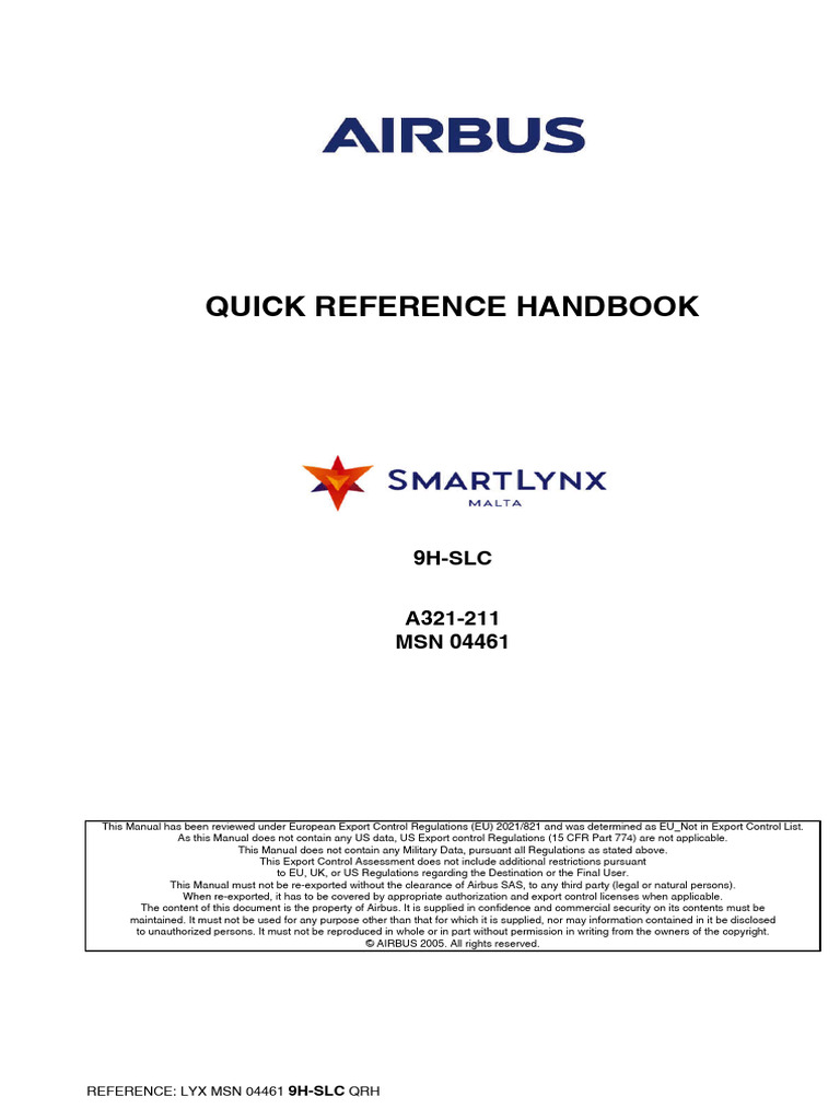 QRH A321 9H-SLC | PDF | Flight | Aircraft