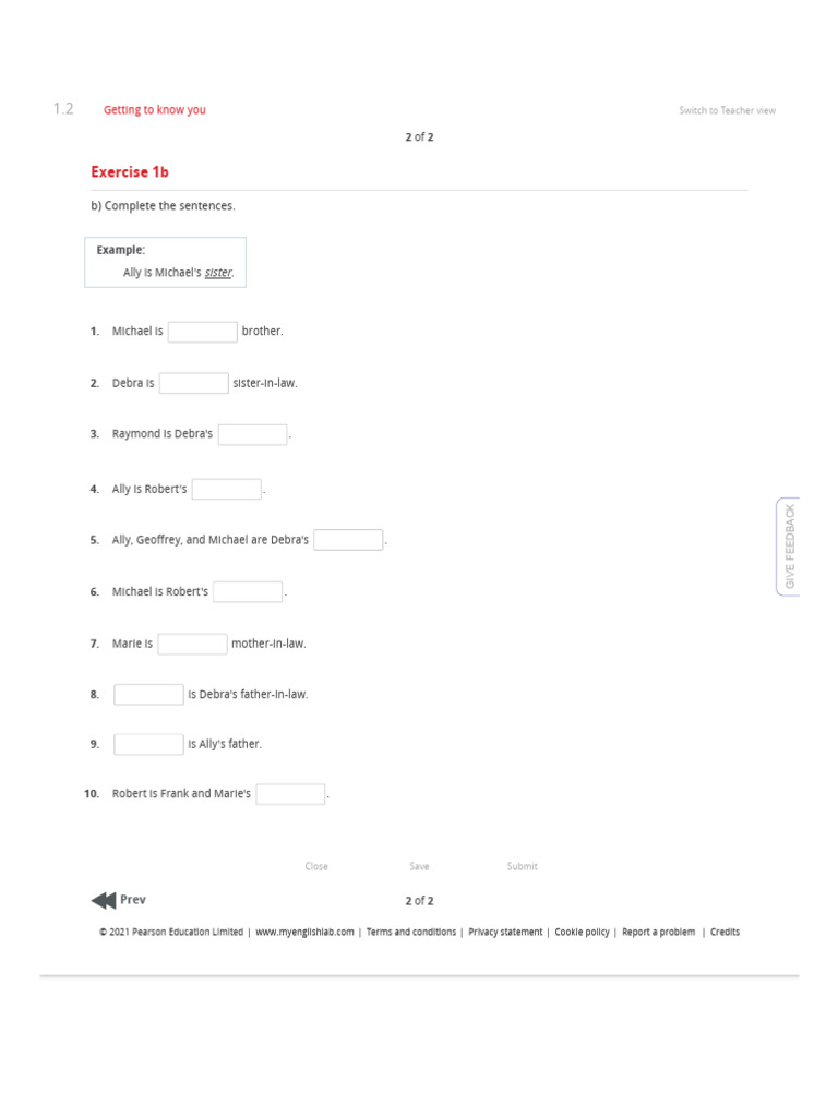 Family Memebers - Ex. 1 B (Unit 1 - Vocabulary) | PDF