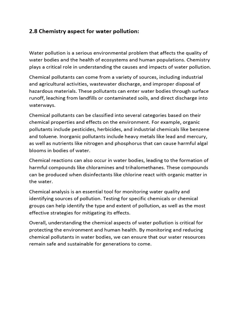 Chemistry of Water Pollution Explained | PDF