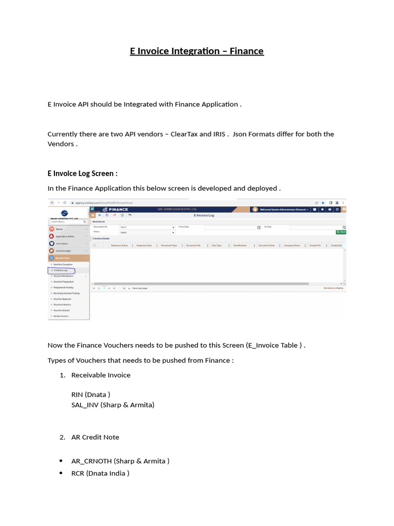 E Invoice Integration | PDF