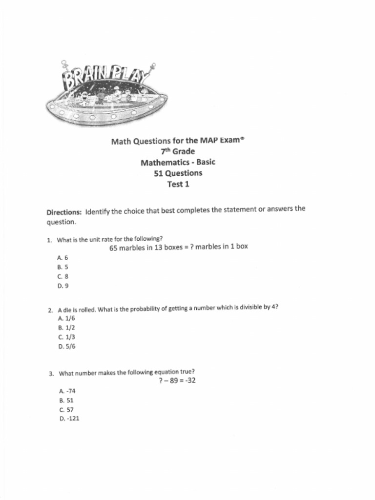 MAP Math Test 2 (1) GRADE 6 | PDF