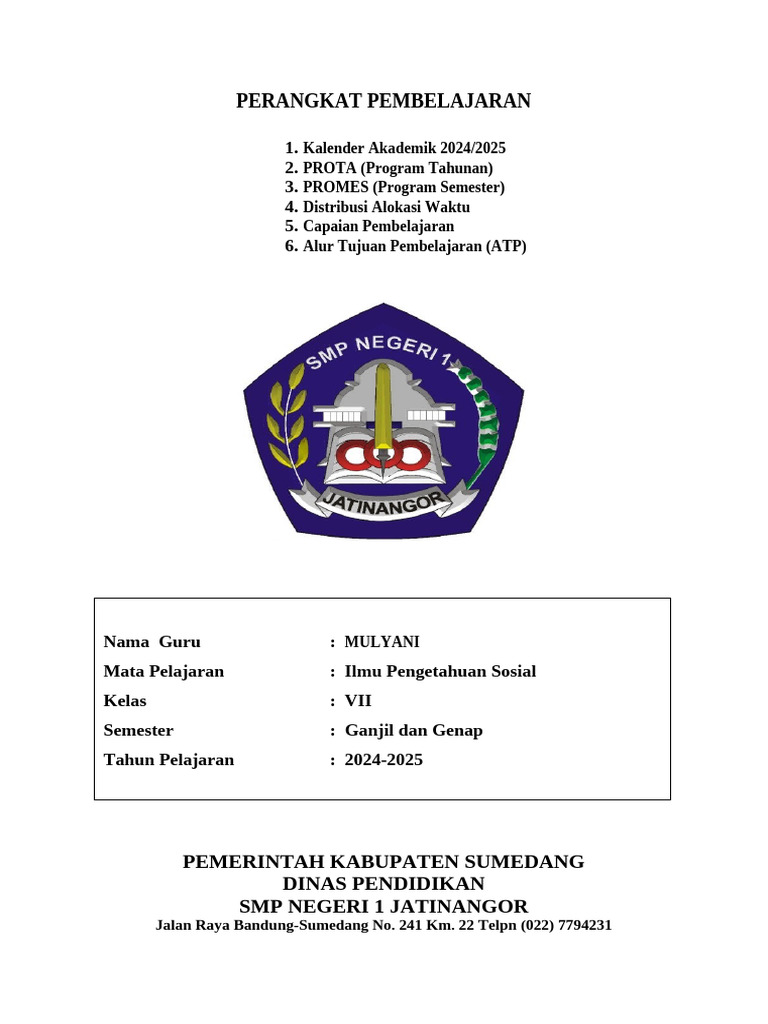 Perangkat Pembelajaran IPS Kelas VII 2024-2025 | PDF