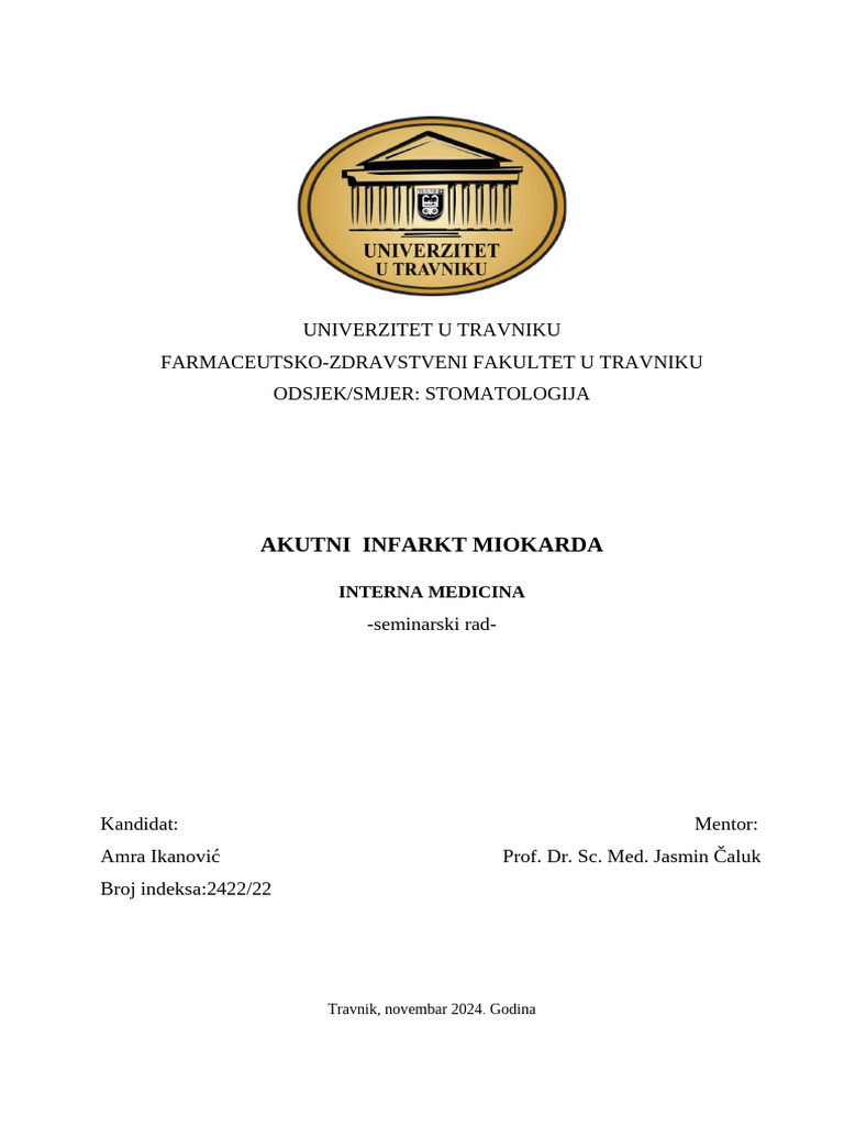 Amra Ikanović-Akutni Infarkt Miokarda | PDF