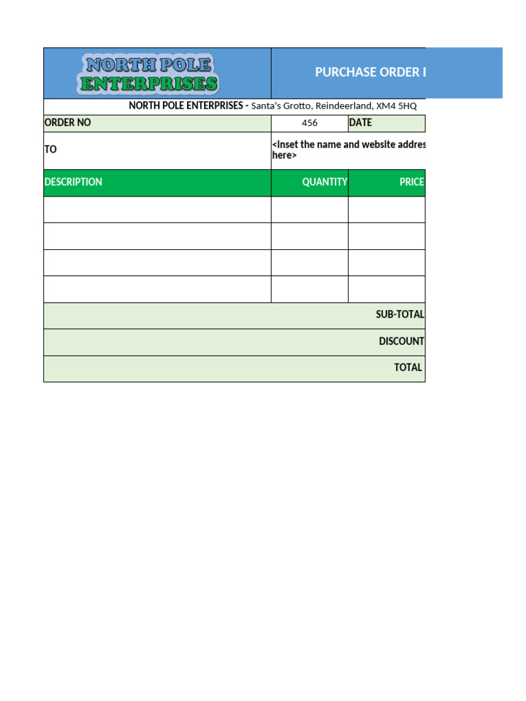 Xmas Purchase Order Form | PDF