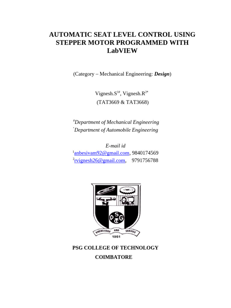 Automatic Seat Level Control | PDF | Piston | Mechanical Engineering