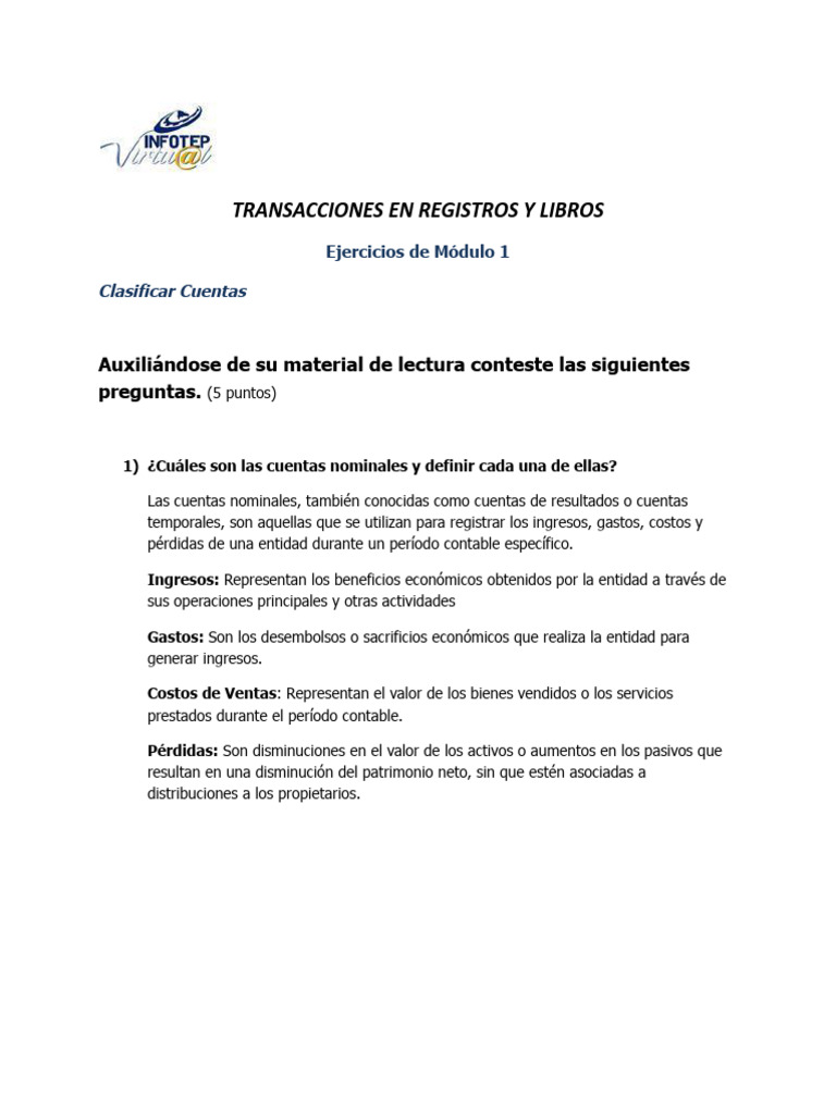 Actividad No. 1 Unidad 1 Modulo 1 | PDF | Contabilidad | Tarjeta de débito
