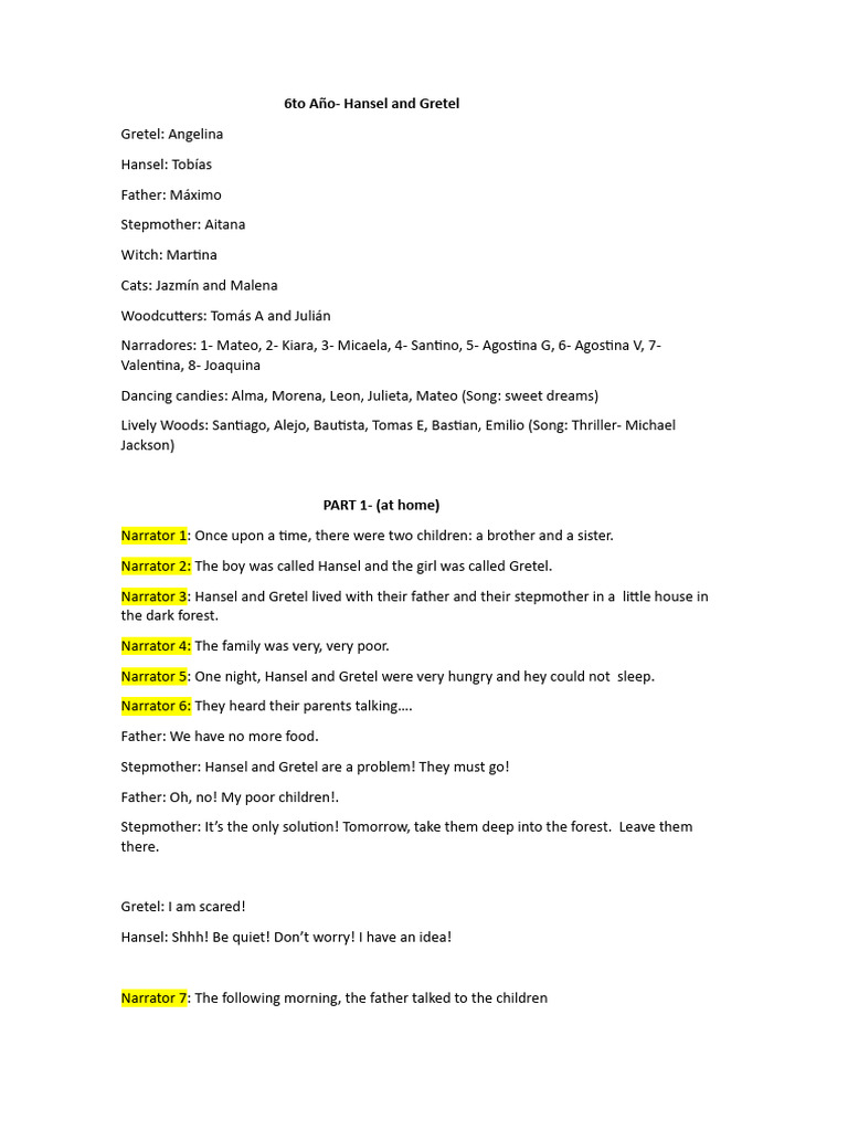 Script - Hansel and Gretel | PDF | Hansel And Gretel (Opera) | Hansel ...