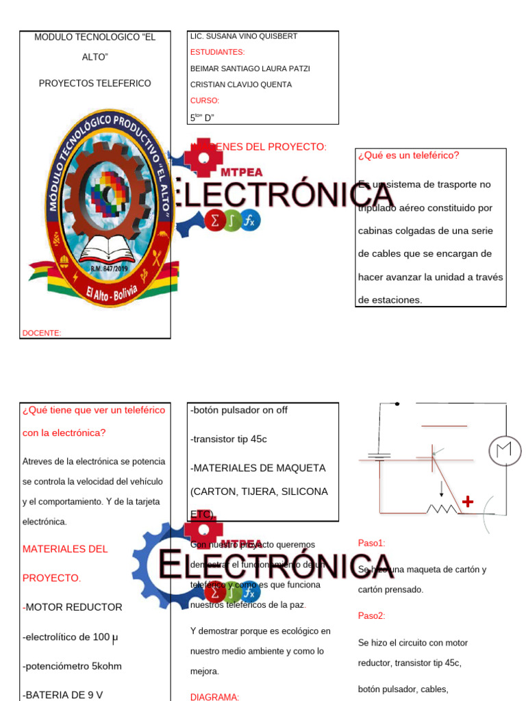 Proyecto de Teleférico en Cartón | PDF | Electricidad | Electrónica
