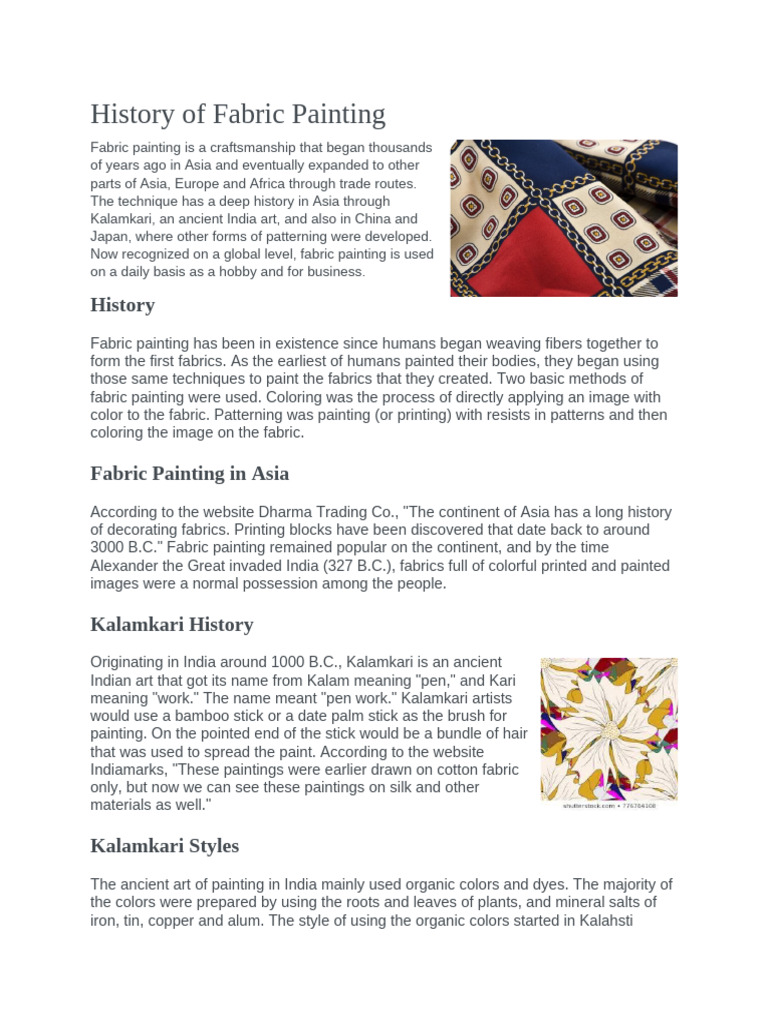 History of Fabric Painting | PDF | Textiles