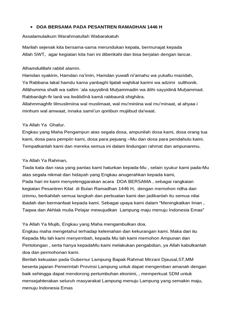 Teks Doa Bersama Lengkap | PDF