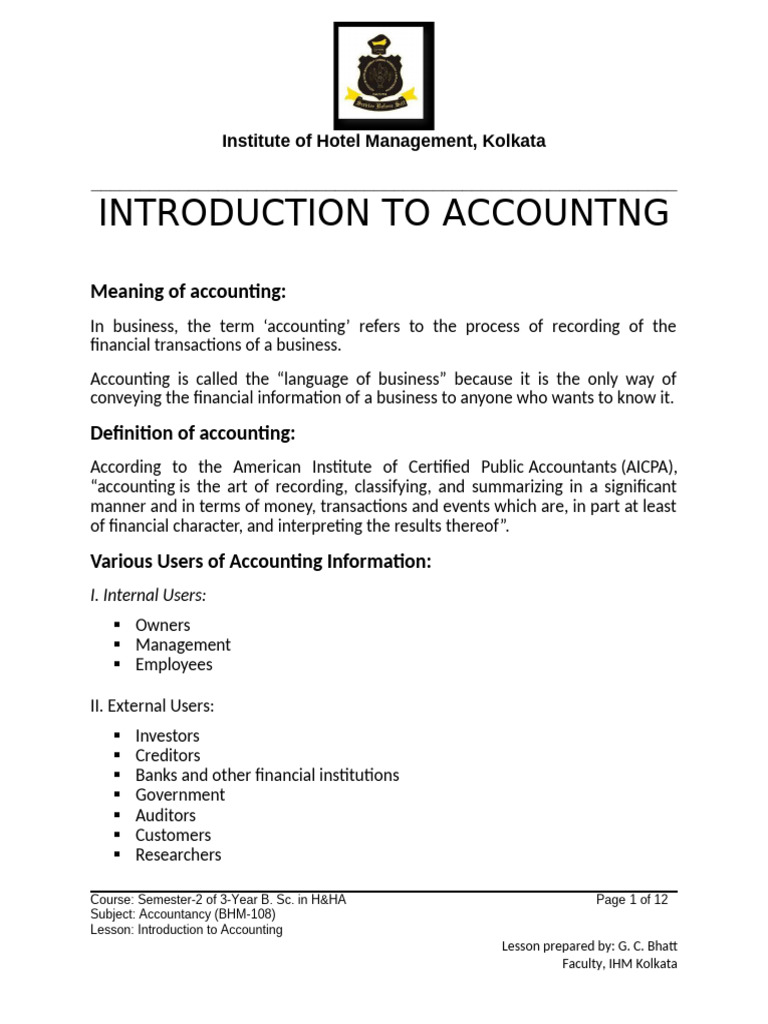Introduction to Accounting Basics | PDF | Debits And Credits | Expense