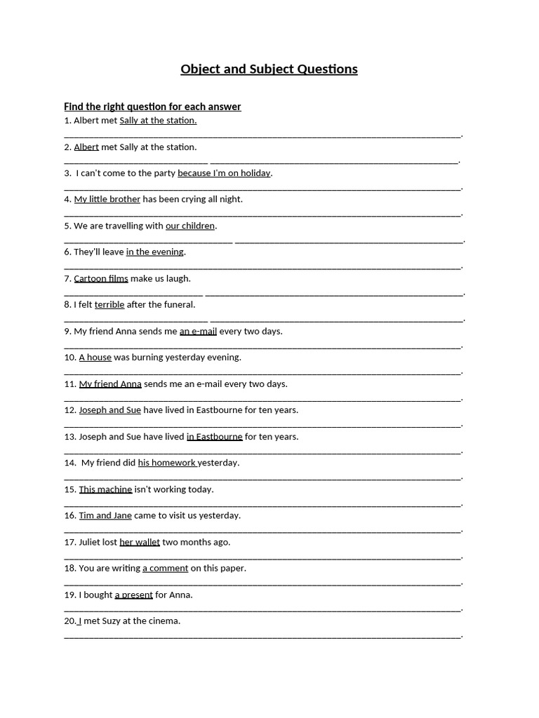 Object and Subject Questions | PDF