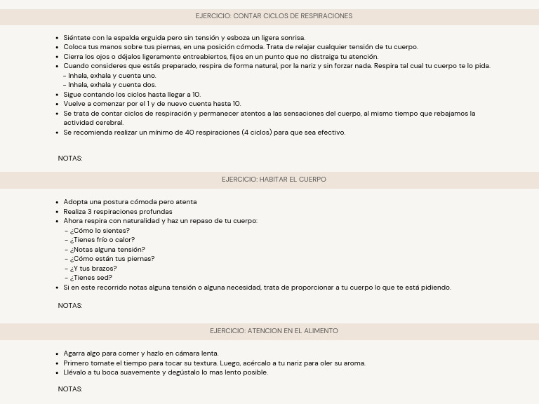 2 - Entrega Ejercicios Mindfulness | PDF