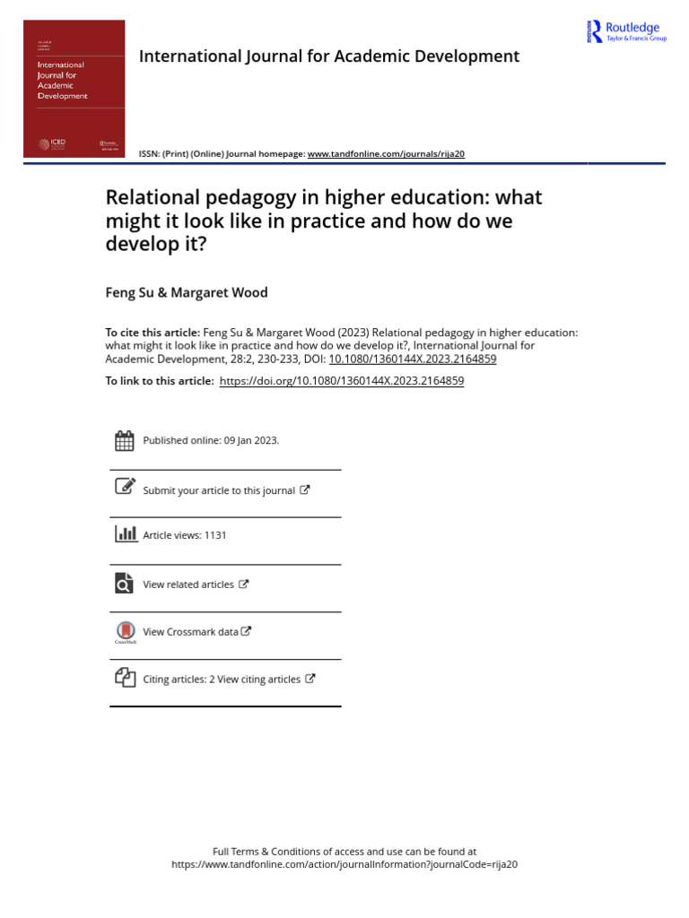 Relational pedagogy in higher education what might it look like in practice and how do we ...