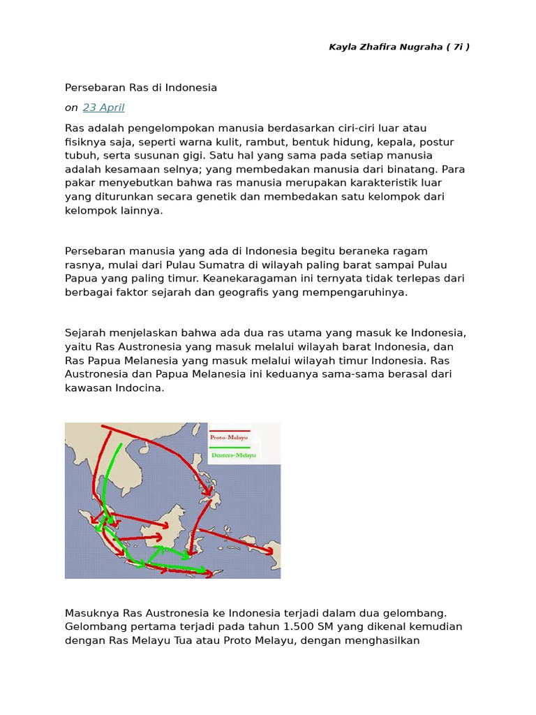 Persebaran Ras Di Indonesia PKN | PDF