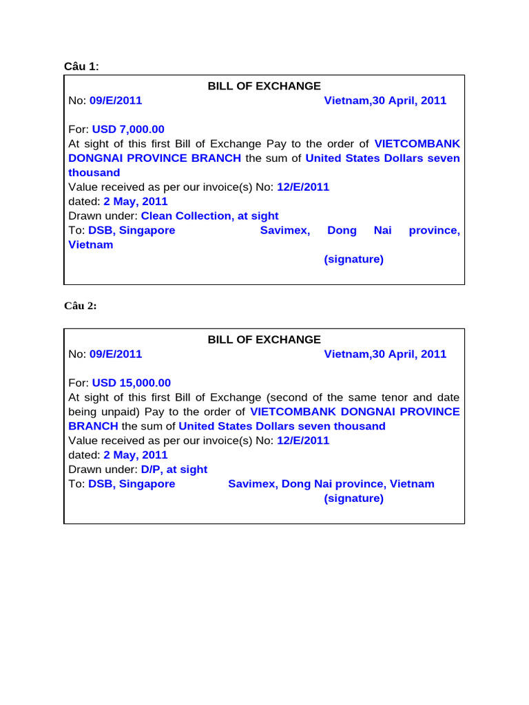 Bill of Exchange | PDF