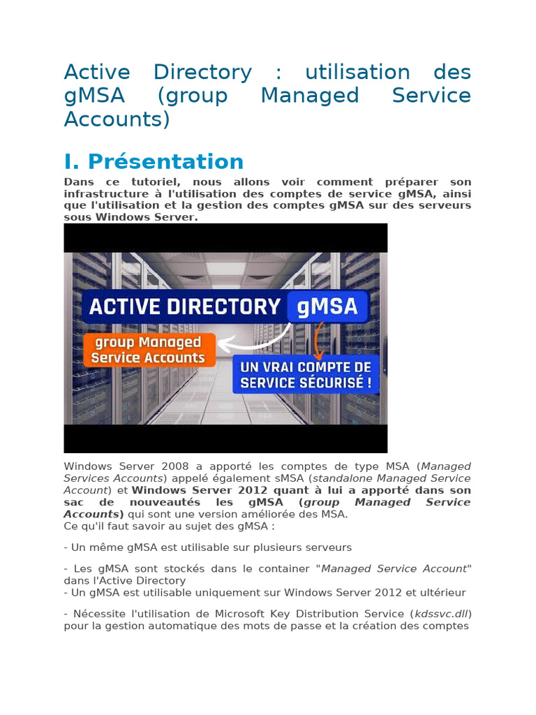 Utilisation des comptes gMSA dans AD | PDF | Active Directory | Logiciel