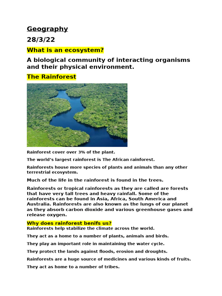 Geography-Two Ecosystem - Alisha Shafique 8T | PDF