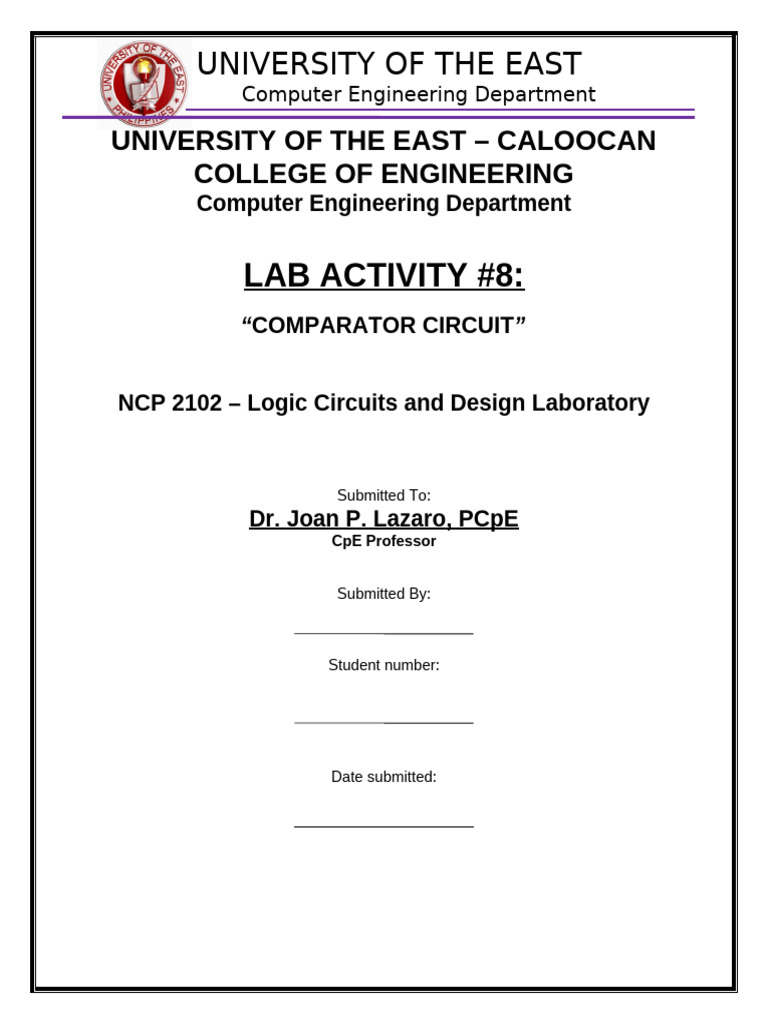 Lab Activity 8 Comparator Circuit | PDF