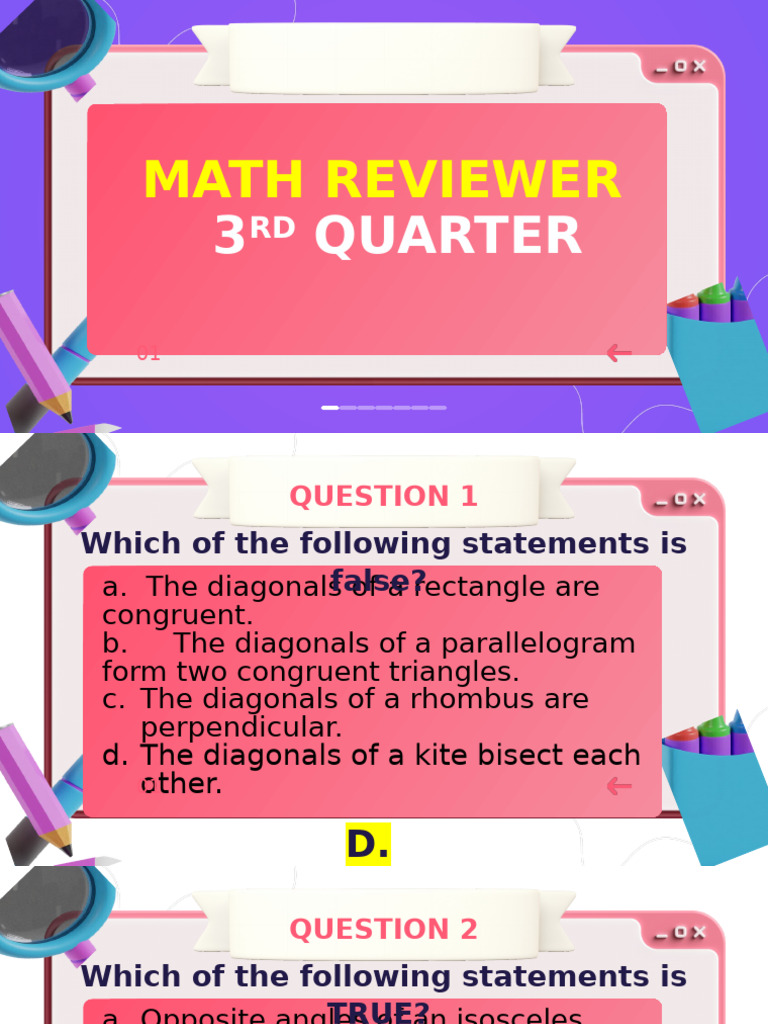 Reviewer 3RD Quarter | PDF | Rectangle | Euclidean Plane Geometry
