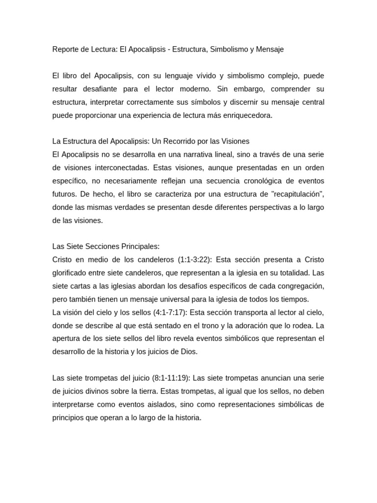 El Apocalipsis - Estructura, Simbolismo y Mensaje | PDF | Libro de ...