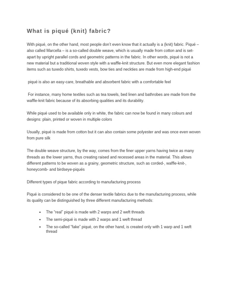 What is piqué | PDF