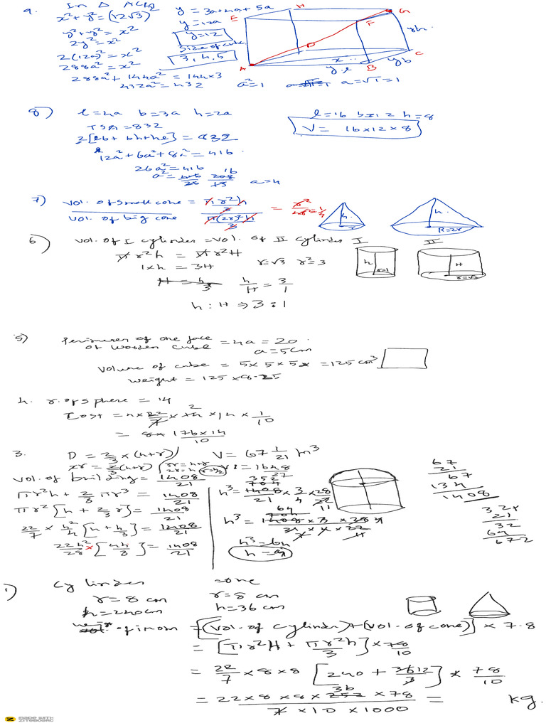Surface Area Revision Problems - 1 | PDF