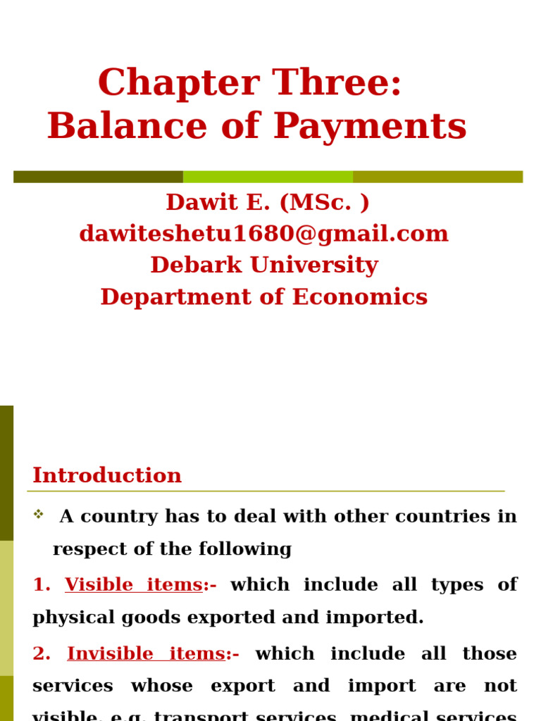 International Economics II Ch-3 PPT | PDF | Balance Of Payments ...