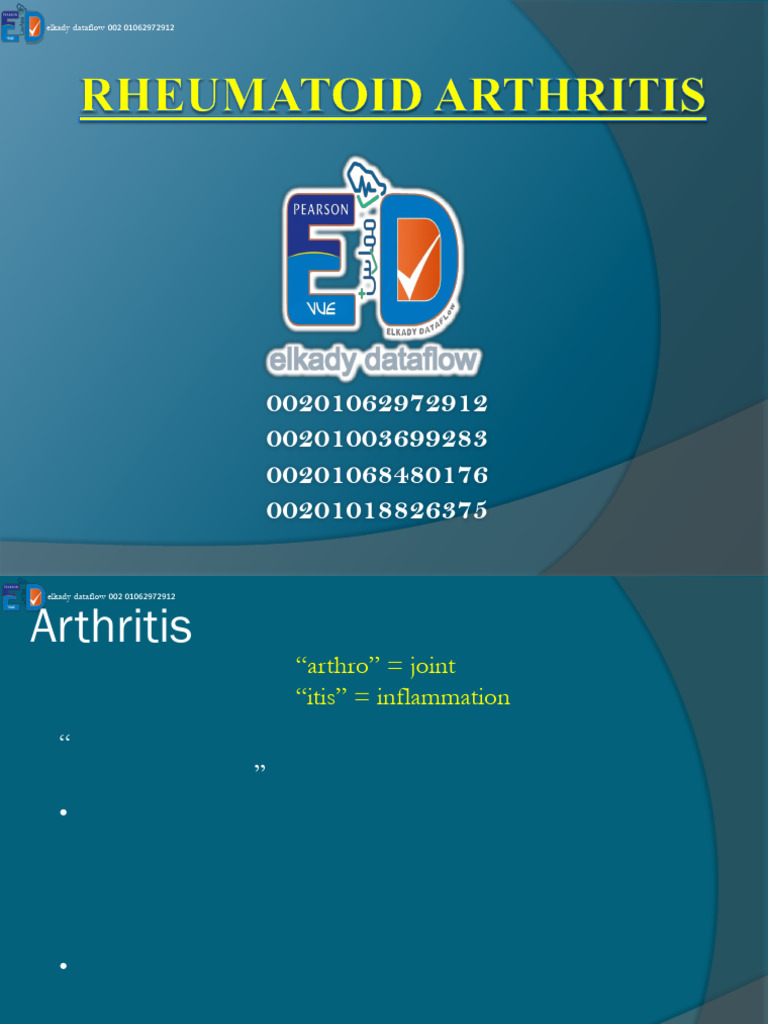 LEC18 rheumatoid arthritis شرح برومترك صيدله التهاب المفاصل | PDF | Rheumatoid Arthritis | Arthritis