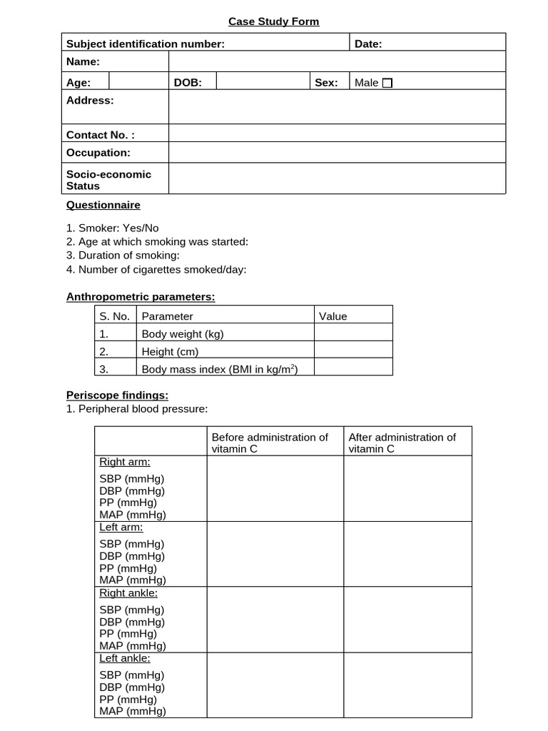 Case Study Form | PDF