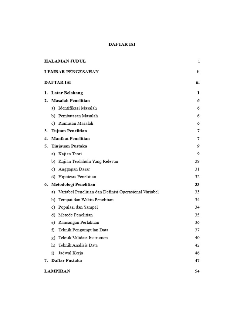 Contoh Daftar Isi Proposal Penelitian | PDF
