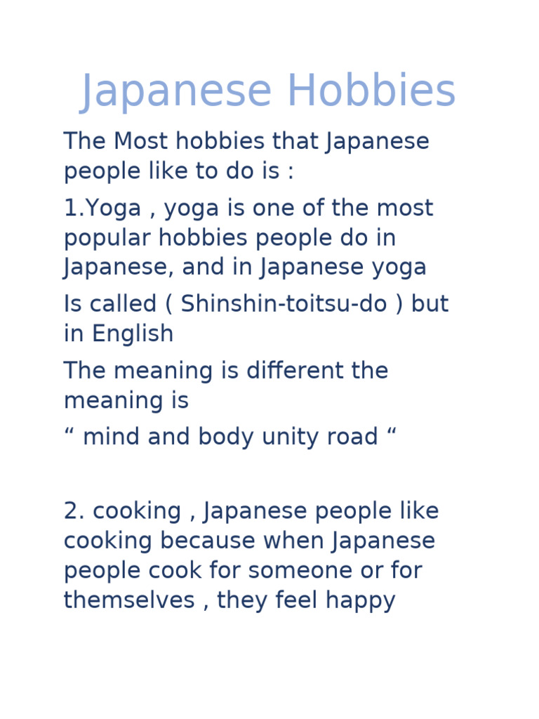 Japanese Hobbies | PDF