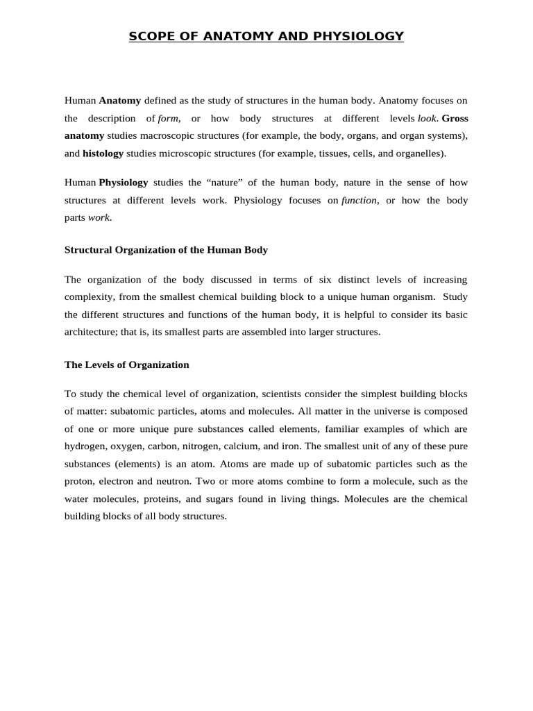Scope of Anatomy and Physiology | PDF | Anatomical Terms Of Location | Pelvis