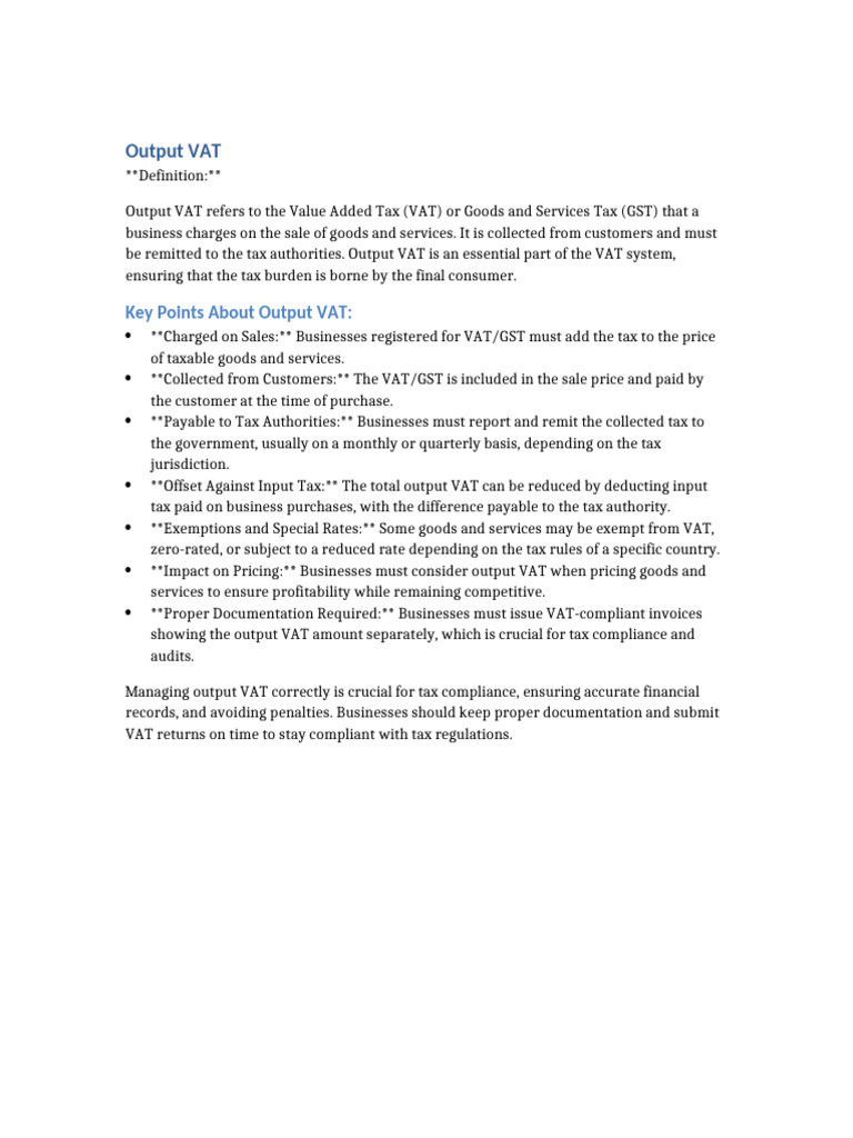 Output Vat Explained Extended | PDF