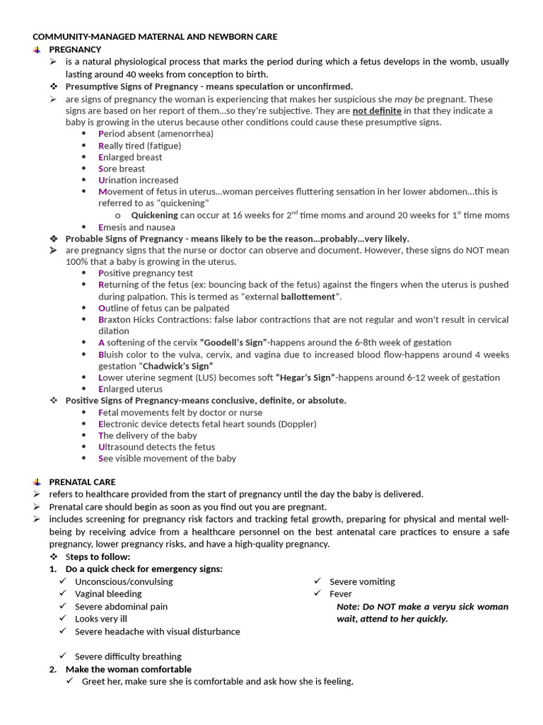 Maternal and Newborn Care Guide | PDF | Pregnancy | Childbirth