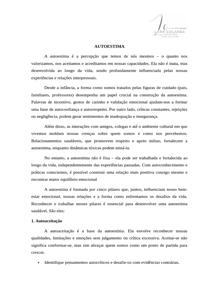 Autoestima Pdf Autoestima Emoções
