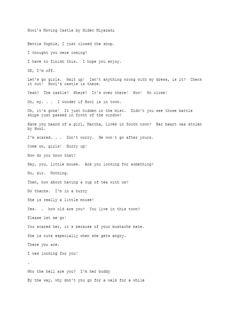 Howls - Moving - Castle Script | PDF | Magician (Fantasy)