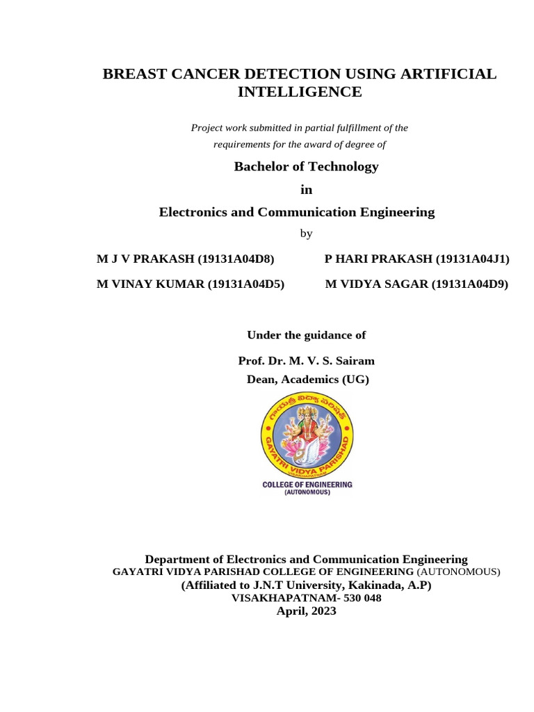 BATCH7_ECE3_BreastCancerDetectionUsingAI | PDF | Breast Cancer | Support Vector Machine