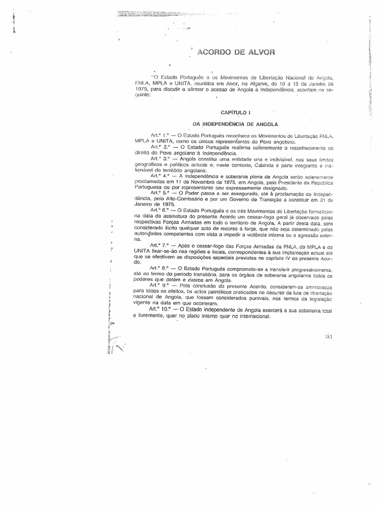 Anexo N.º 1 Acordo de Alvor | PDF