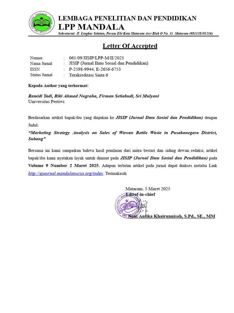 LoA UAS Manajemen Pemasaran | PDF