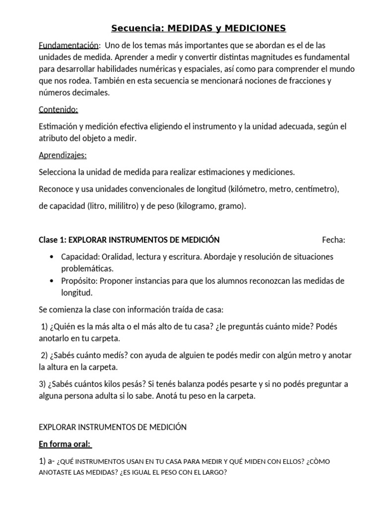 Clase 6 MEDIDAS y MEDICIONES | PDF | Unidades de medida | Cantidad