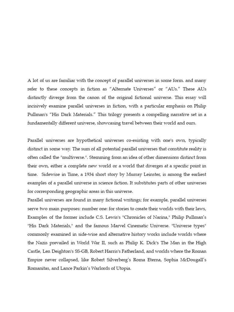Parallel Universes in Fiction | PDF