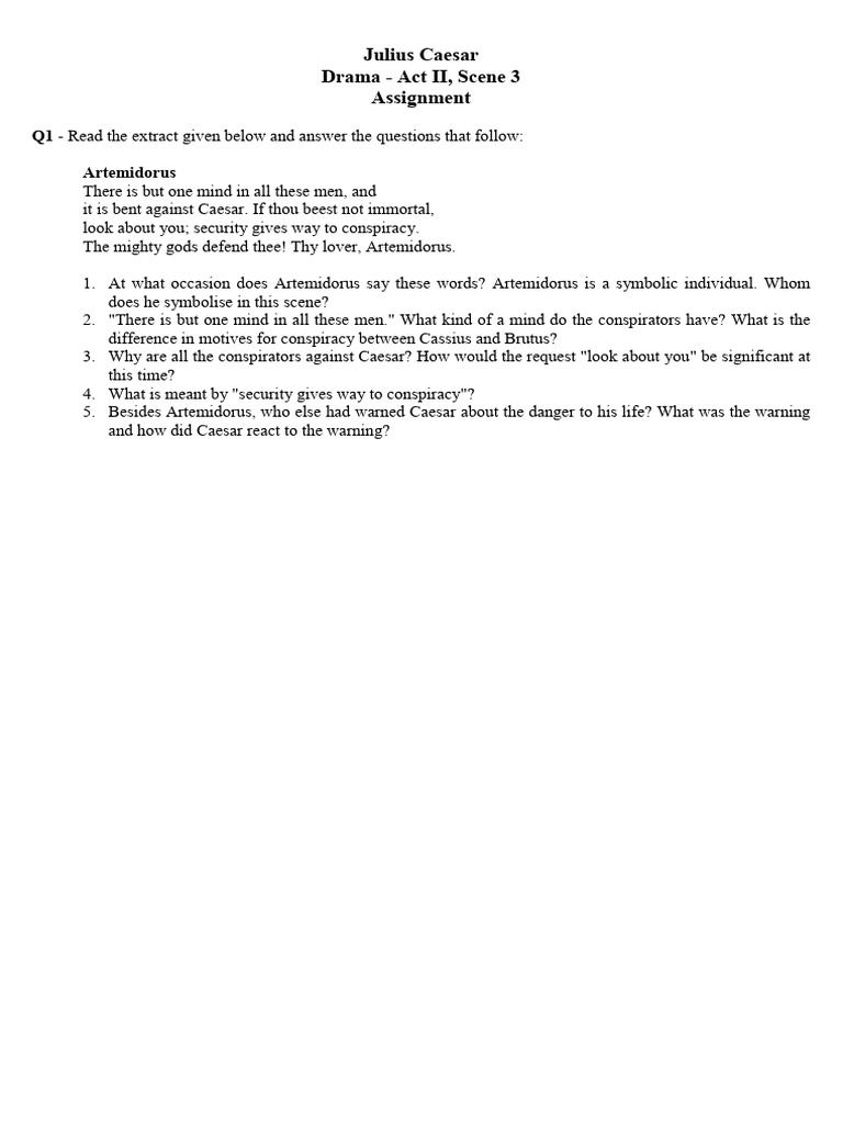Assignments_Julius Caesar_Act_II_Scene_03 | PDF