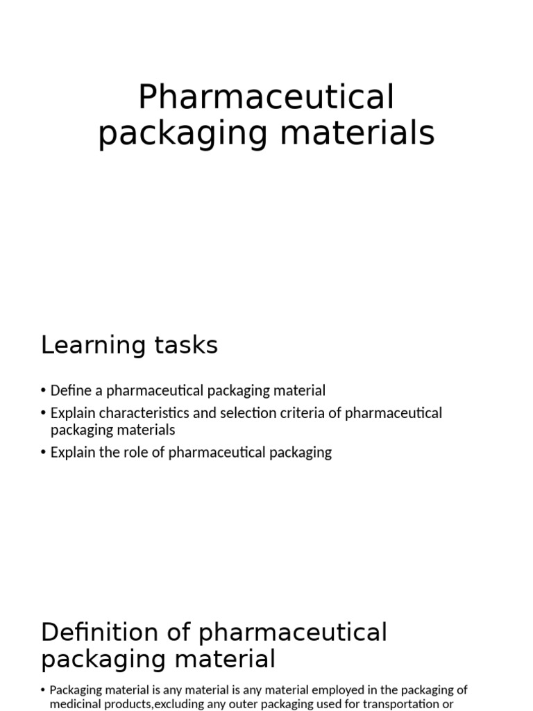Pharmaceutical Packaging Materials | PDF