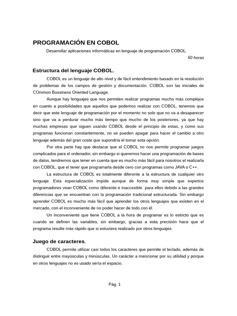 Introducción a la Programación en COBOL | PDF | Archivo de computadora ...
