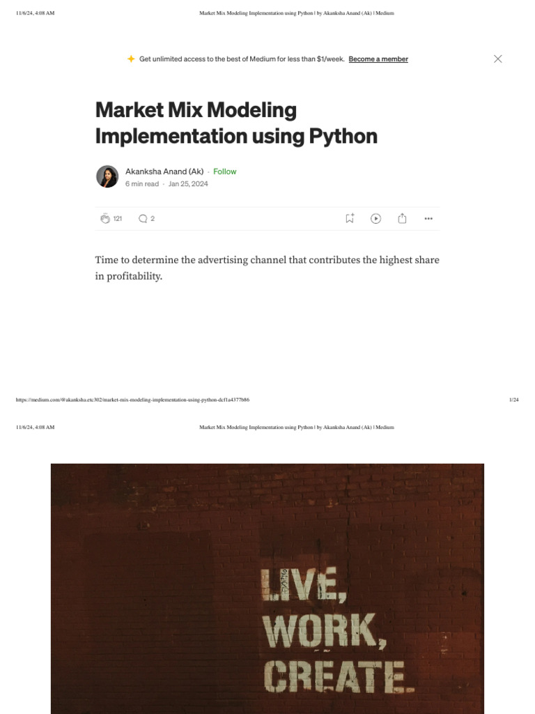 Market Mix Modeling Implementation Using Python _ by Akanksha Anand (Ak) _ Medium | PDF ...