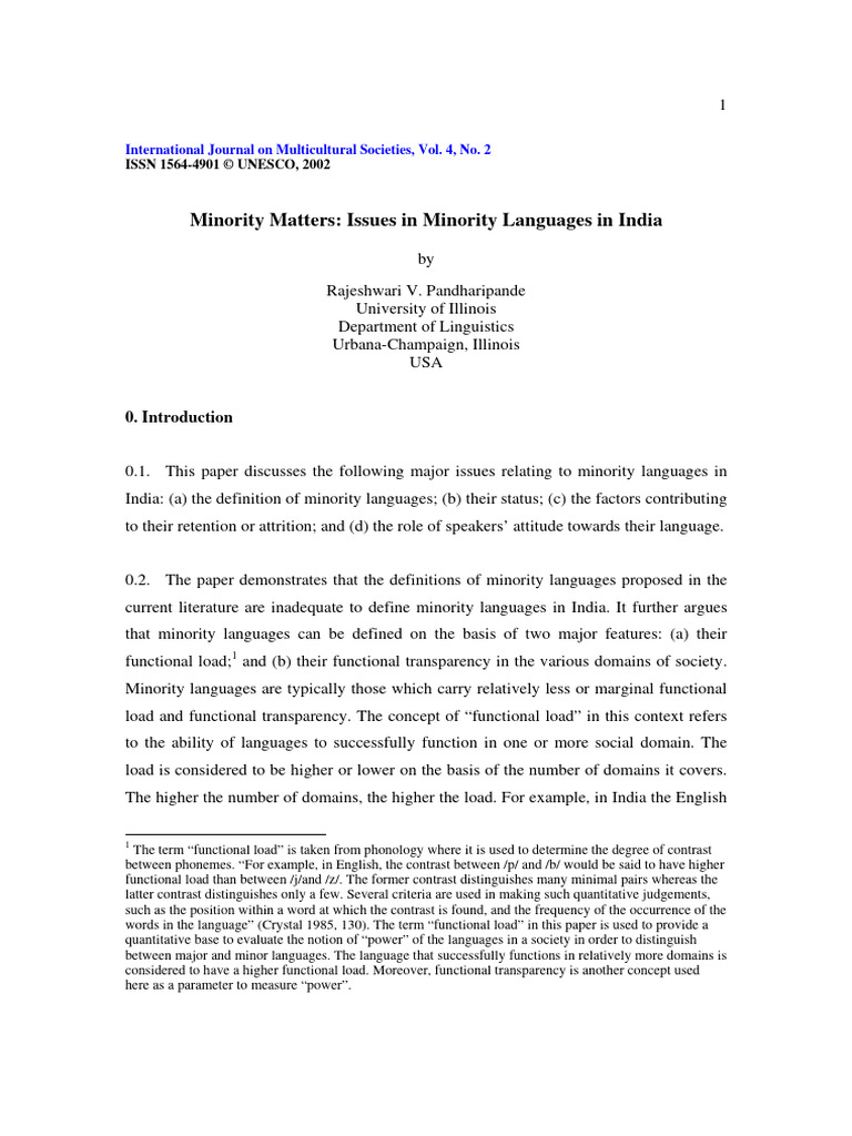 Minority Matters Issues in Minority Lang | PDF | Minority Group | Multilingualism