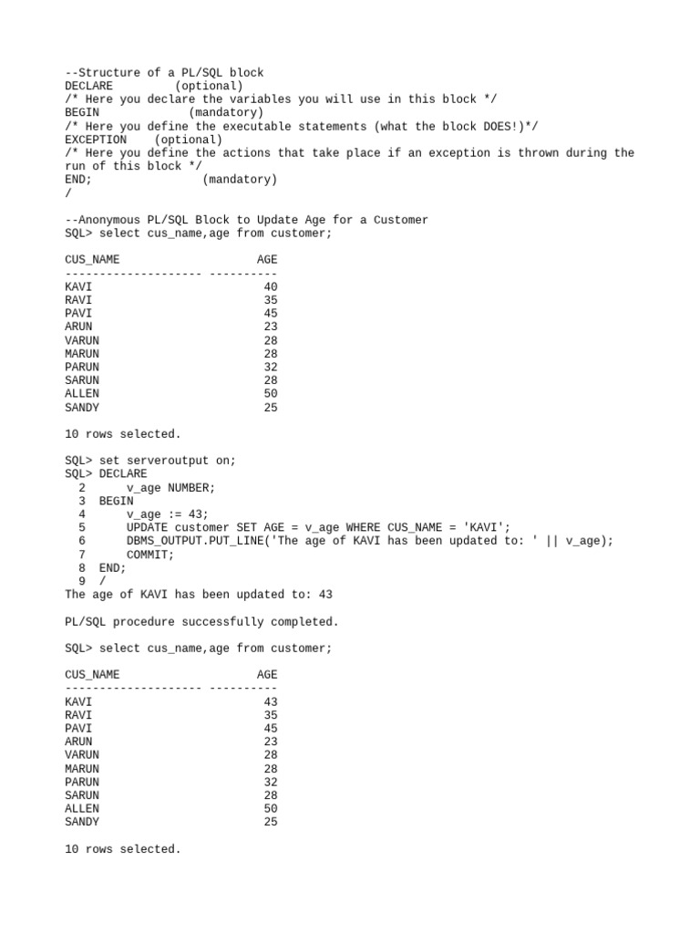 Anonymous PL SQL Cursor Queries 1739265819599 | PDF | Pl/Sql | Control Flow