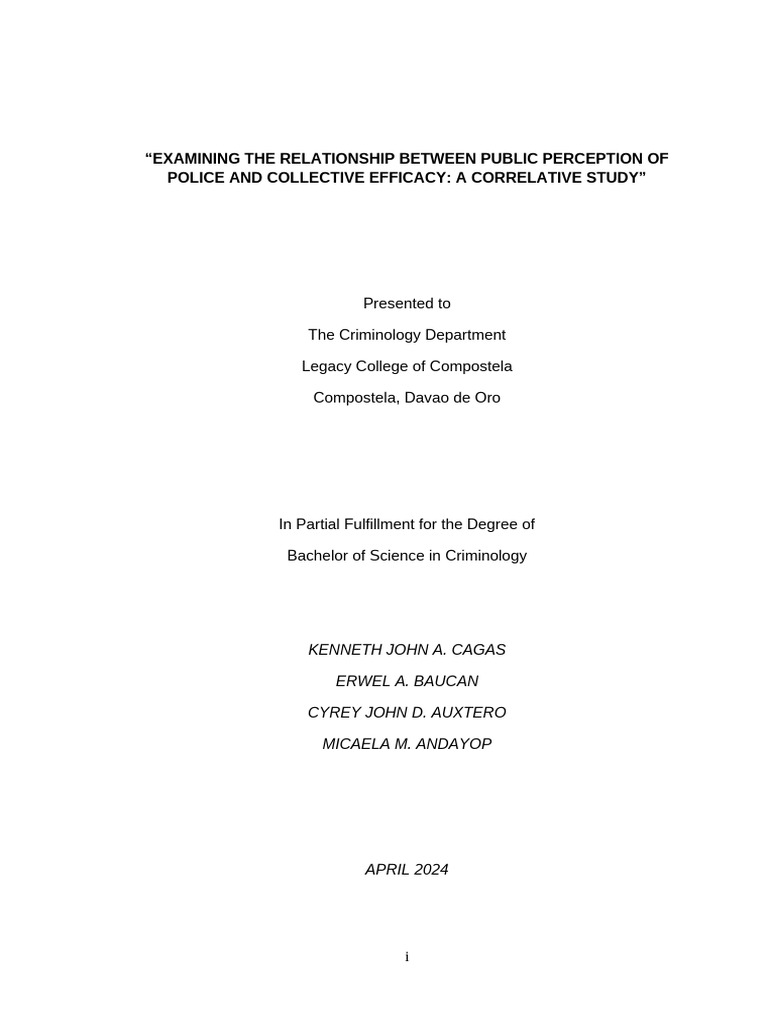 Police Perception and Collective Efficacy Study | PDF | Police ...
